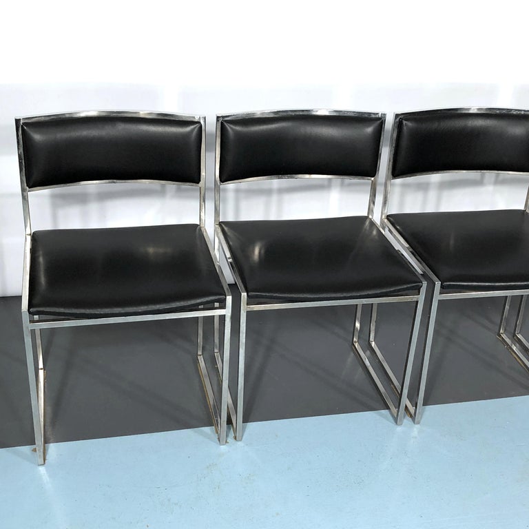 Romeo Rega, Set of Four Chrome and Leather Dining Chairs from 60s For ...