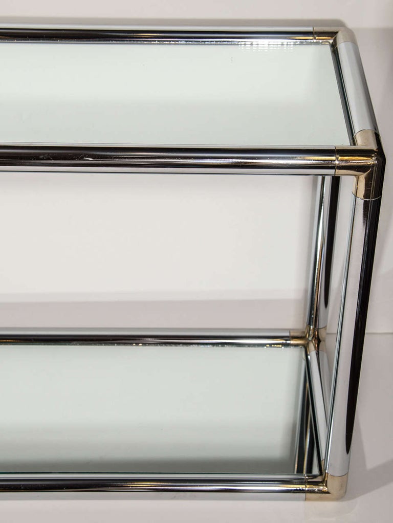 Romeo Rega Style Chrome and Mirrored Double Console Table, 1970s For ...