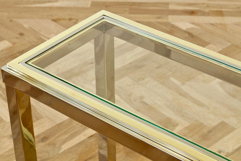 Chrome and Brass Bicolor Two-Tiered Double Shelved Console Table For ...