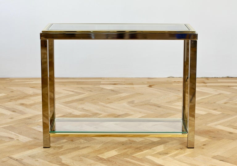 Chrome and Brass Bicolor Two-Tiered Double Shelved Console Table For ...