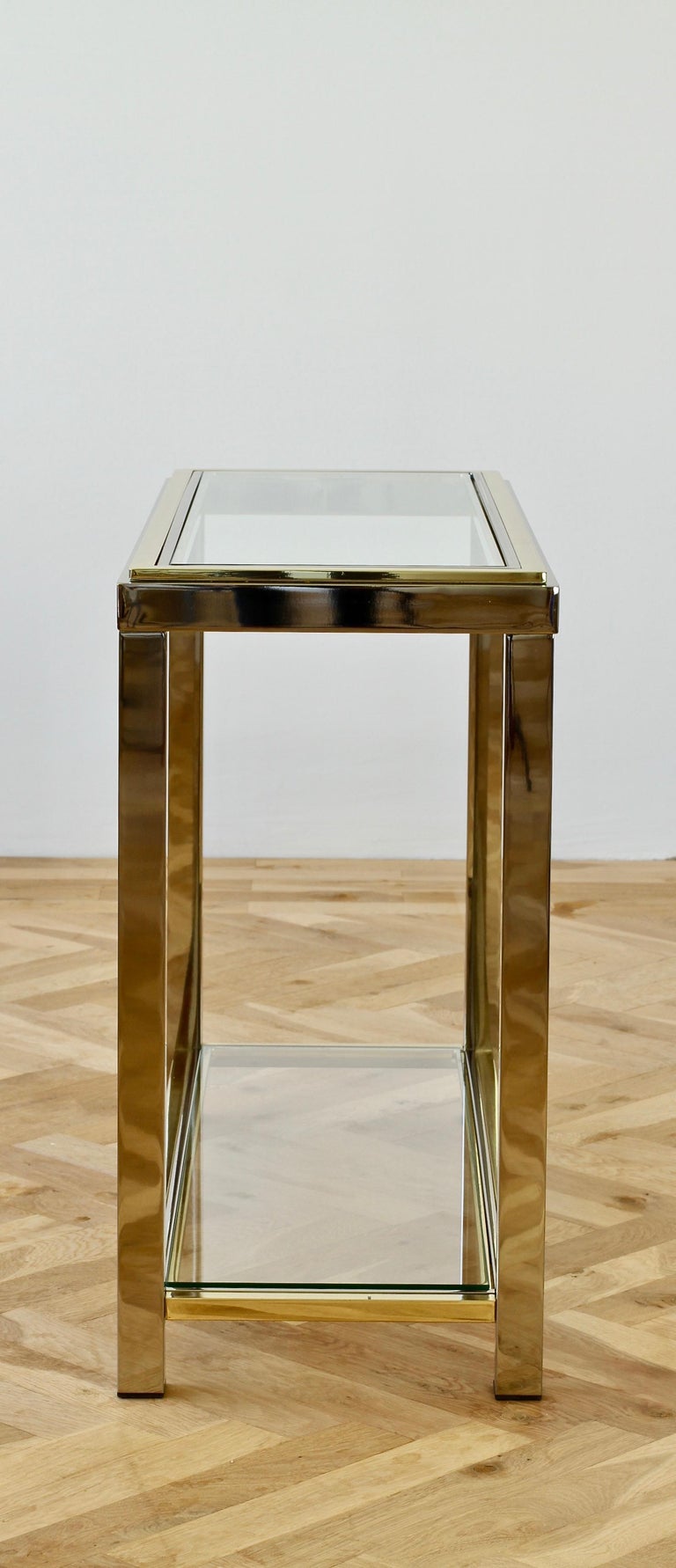 Chrome and Brass Bicolor Two-Tiered Double Shelved Console Table For ...