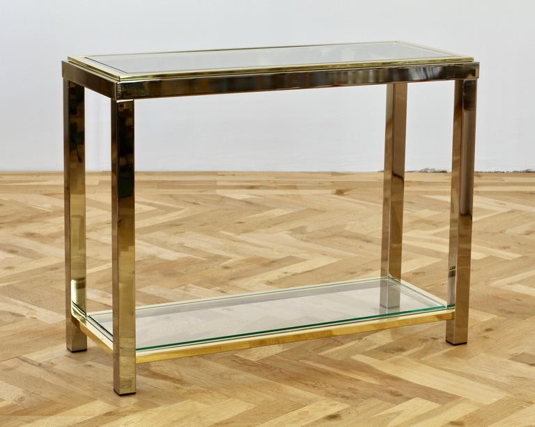 Chrome and Brass Bicolor Two-Tiered Double Shelved Console Table For ...