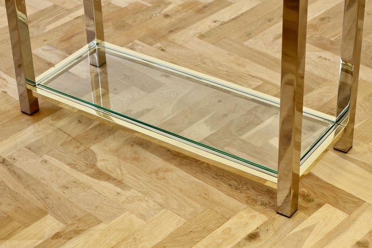 Chrome and Brass Bicolor Two-Tiered Double Shelved Console Table For ...