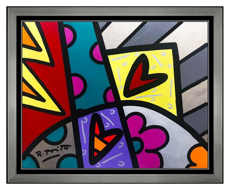 Romero Britto - Romero Britto Original Acrylic Painting On Board Signed ...
