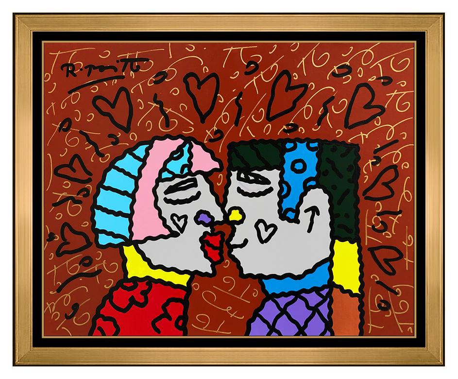 Romero Britto - Romero Britto Original Painting Acrylic On Board Signed ...