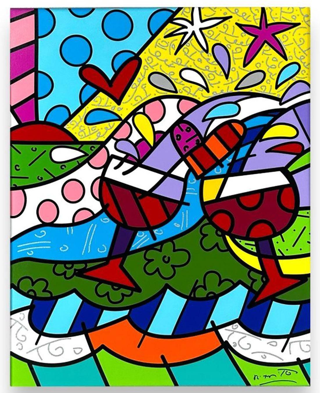 Romero Britto - Romero Britto "Wine Country Red - 2011" Signed and ...