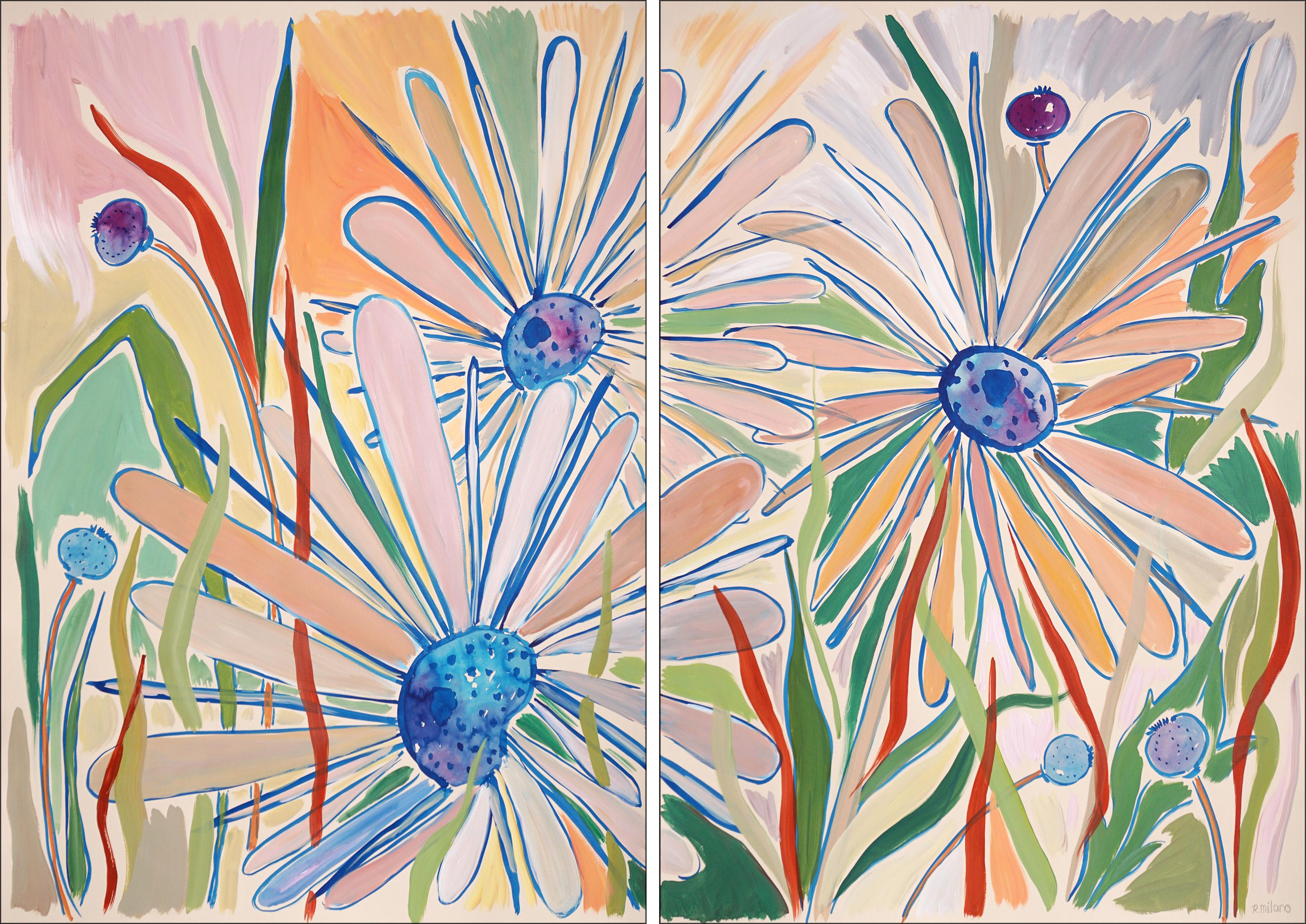 Romina Milano - Tropical Garden, Large Diptych, Illustration Style of ...