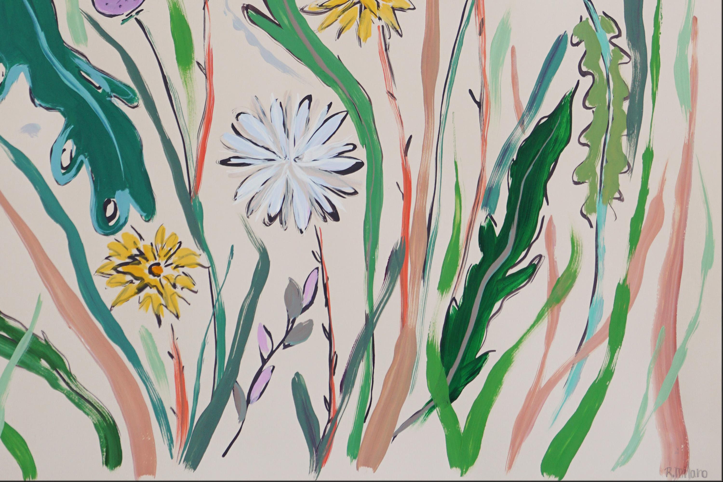 Romina Milano - Yellow, Green Wild Dandelion Field, Countryside Landscape, Spring Large Diptych ...