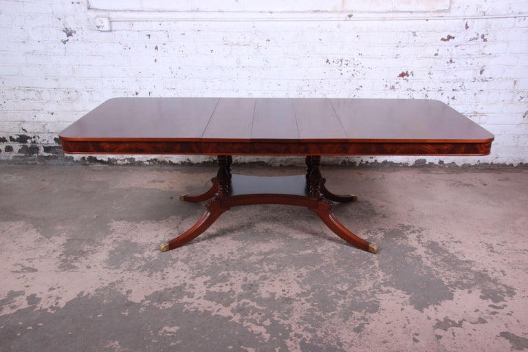 Romweber Antique Flame Mahogany Double Pedestal Dining Table at 1stDibs
