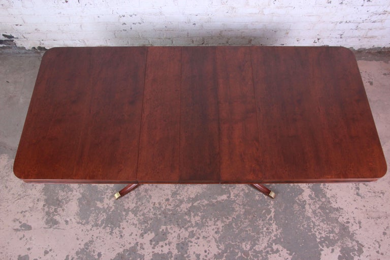Romweber Antique Flame Mahogany Double Pedestal Dining Table at 1stDibs