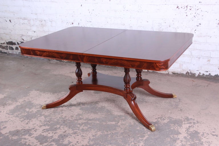 Romweber Antique Flame Mahogany Double Pedestal Dining Table at 1stDibs