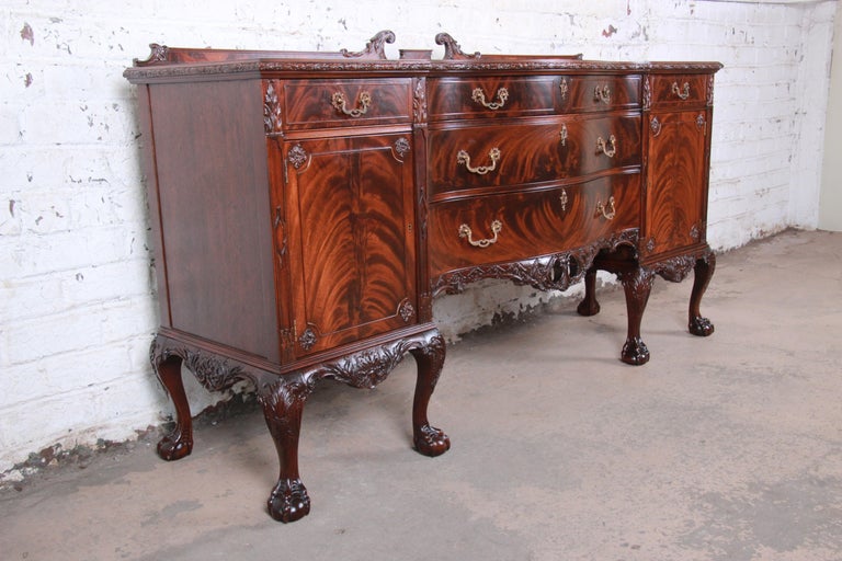 Romweber Chippendale Flame Mahogany Ornate Carved Sideboard Buffet ...