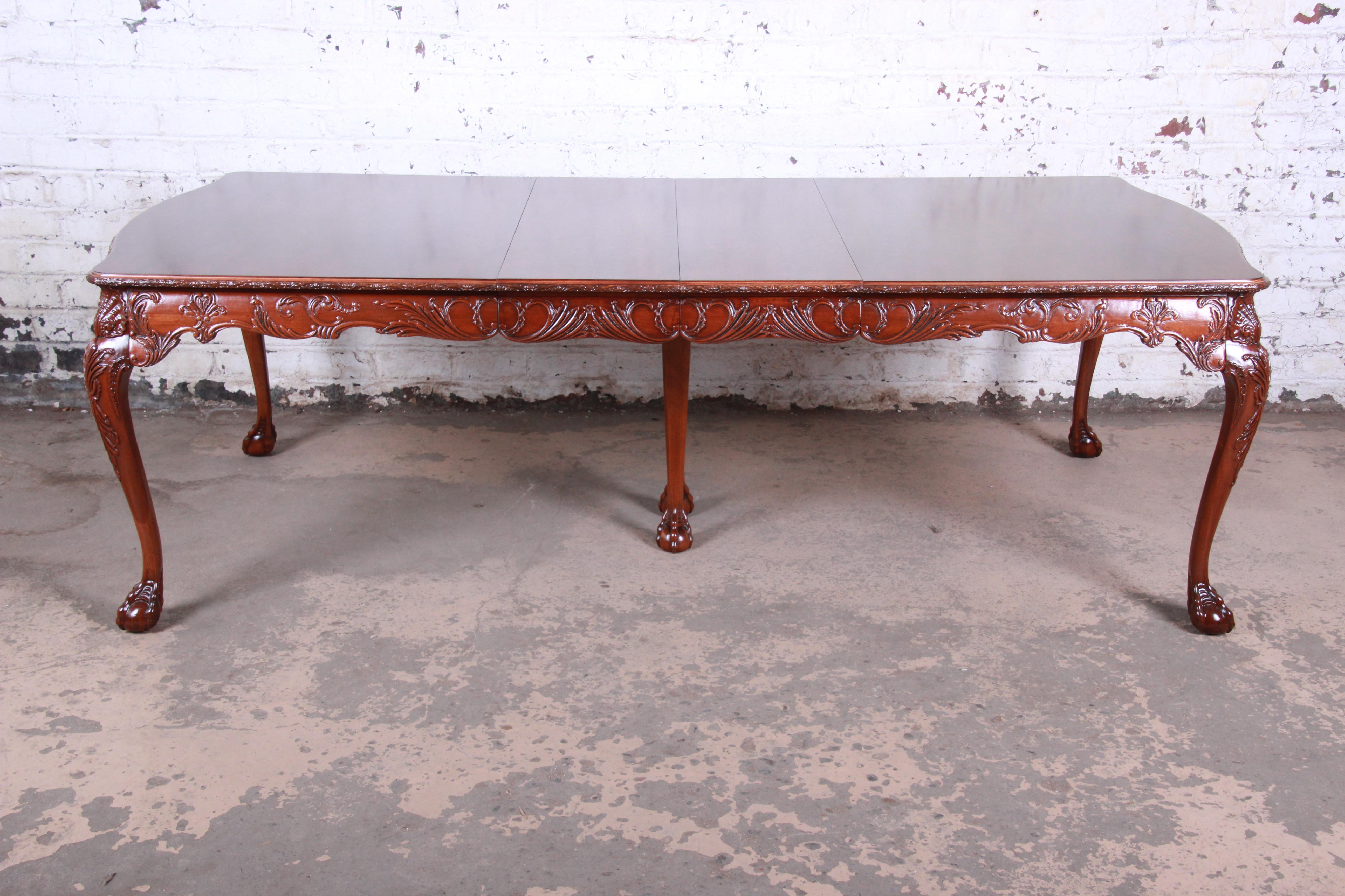 Romweber Chippendale Ornate Carved Mahogany Extension Dining Table ...