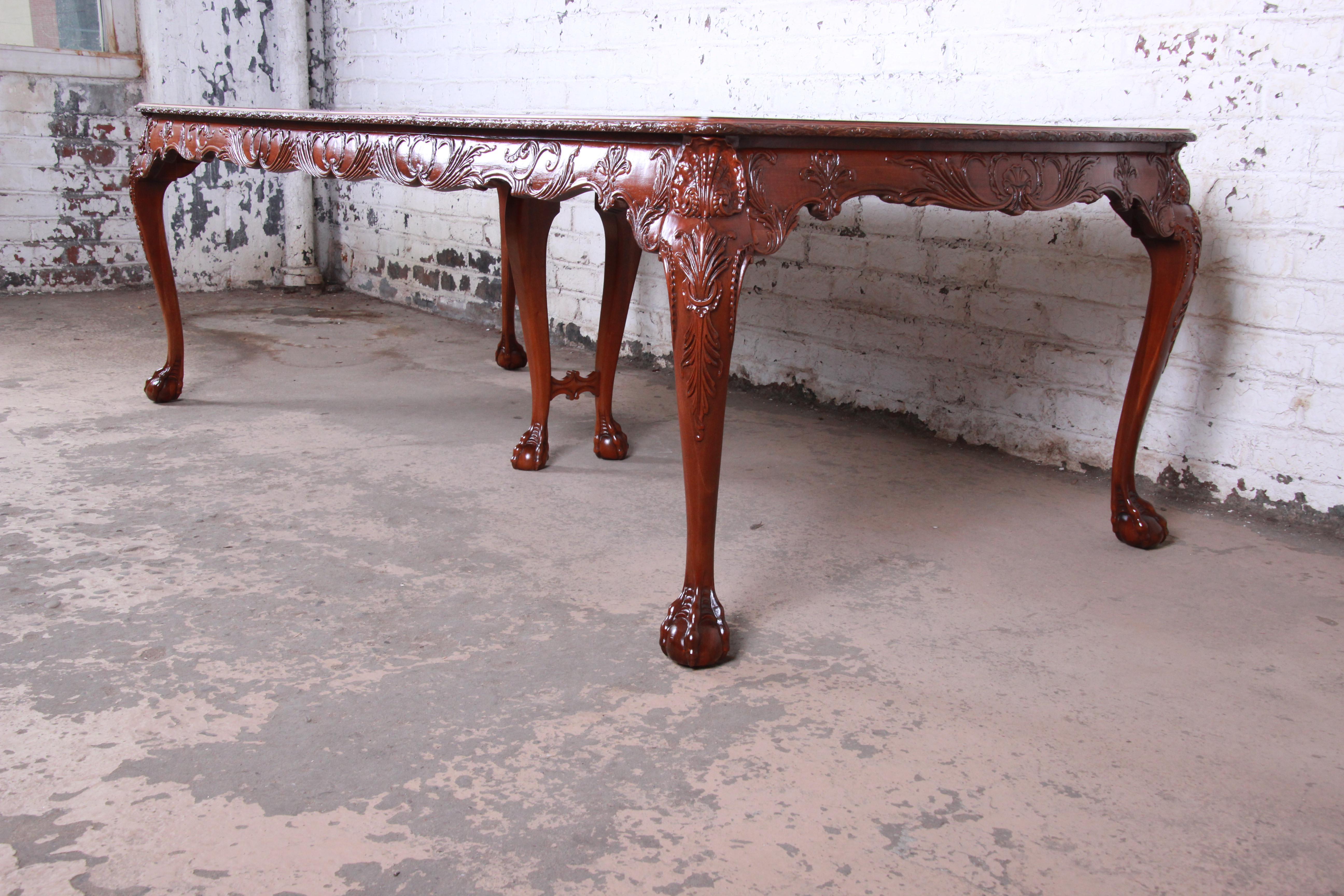 Romweber Chippendale Ornate Carved Mahogany Extension Dining Table ...