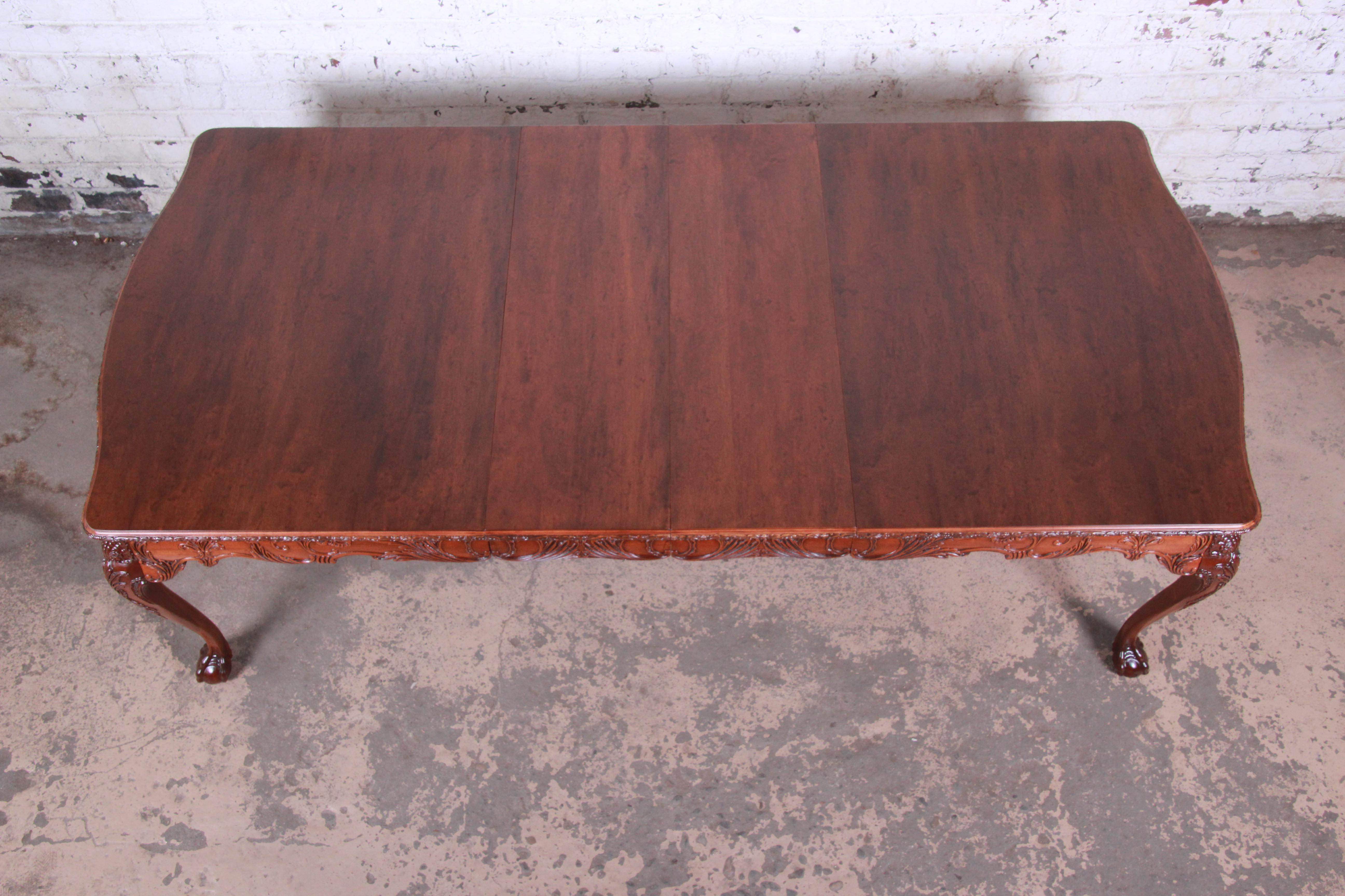 Romweber Chippendale Ornate Carved Mahogany Extension Dining Table ...