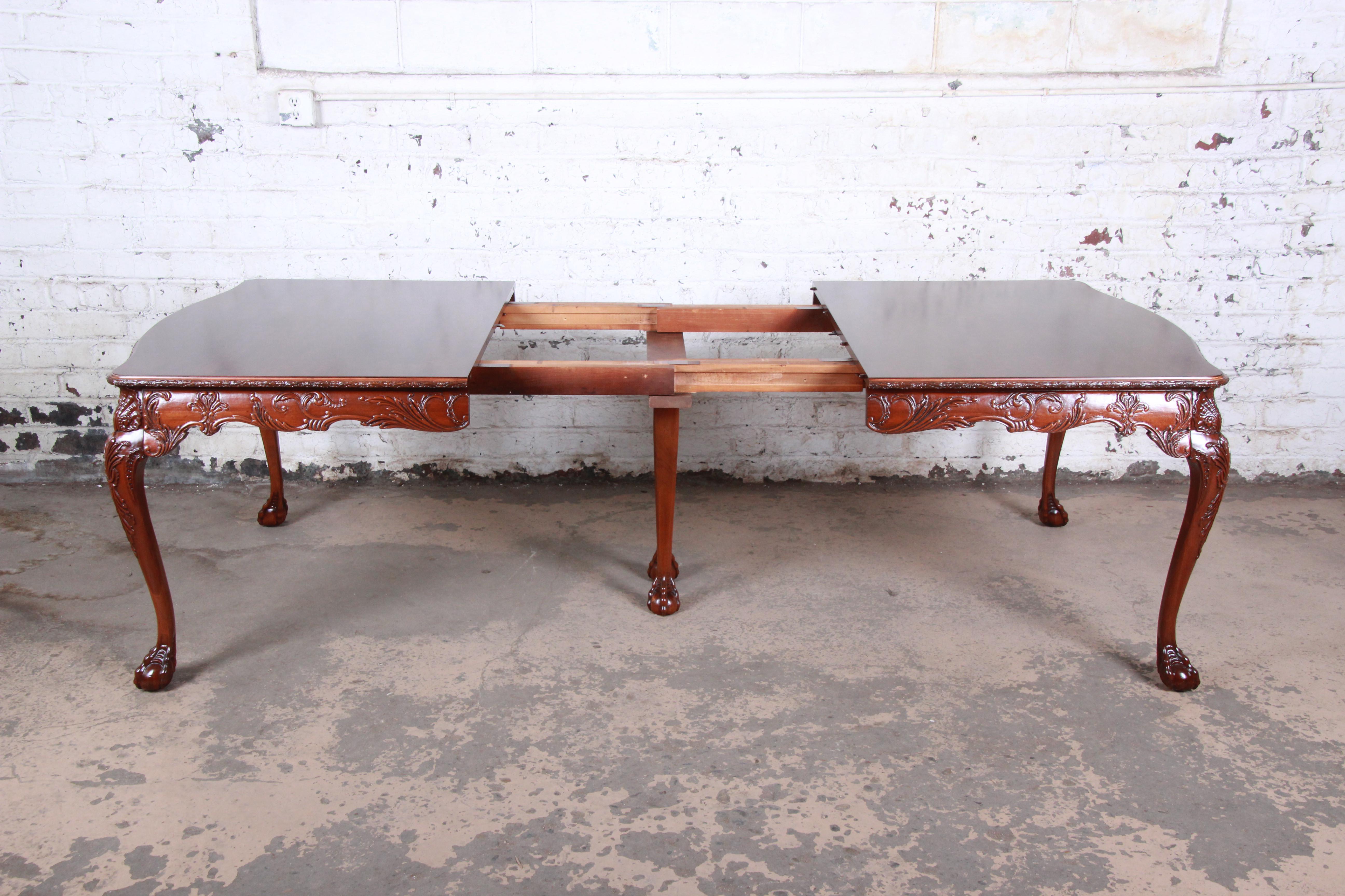 Romweber Chippendale Ornate Carved Mahogany Extension Dining Table ...