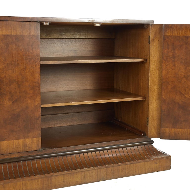 Romweber Midcentury Burlwood and Brass Buffet For Sale at 1stDibs