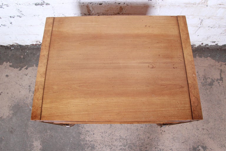 Romweber Midcentury Hollywood Regency Burl Wood Nightstand or End Table ...