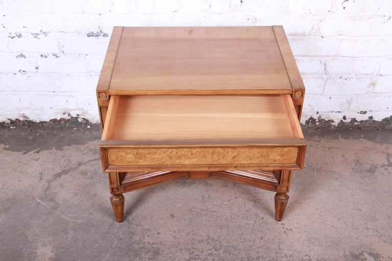 Romweber Midcentury Hollywood Regency Burl Wood Nightstand or End Table ...