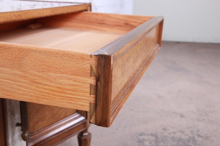 Romweber Midcentury Hollywood Regency Burl Wood Nightstand or End Table ...