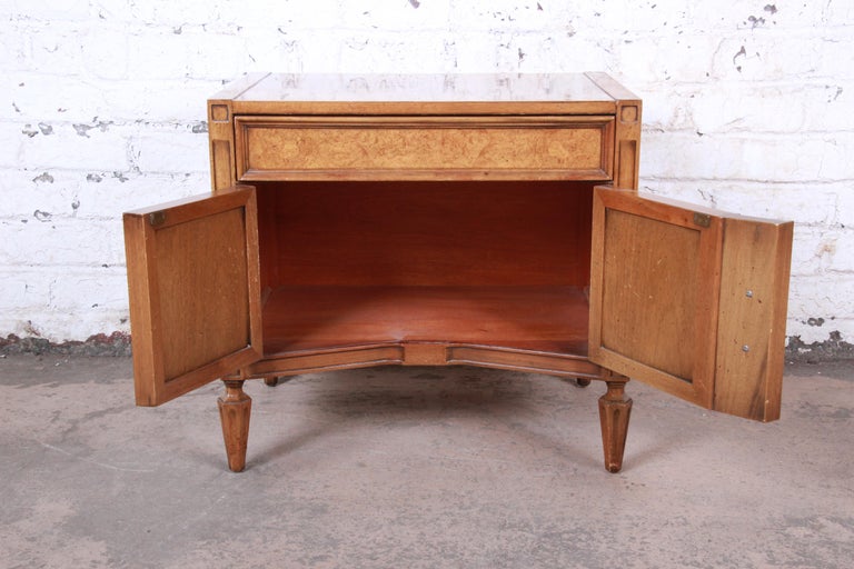 Romweber Midcentury Hollywood Regency Burl Wood Nightstand or End Table ...
