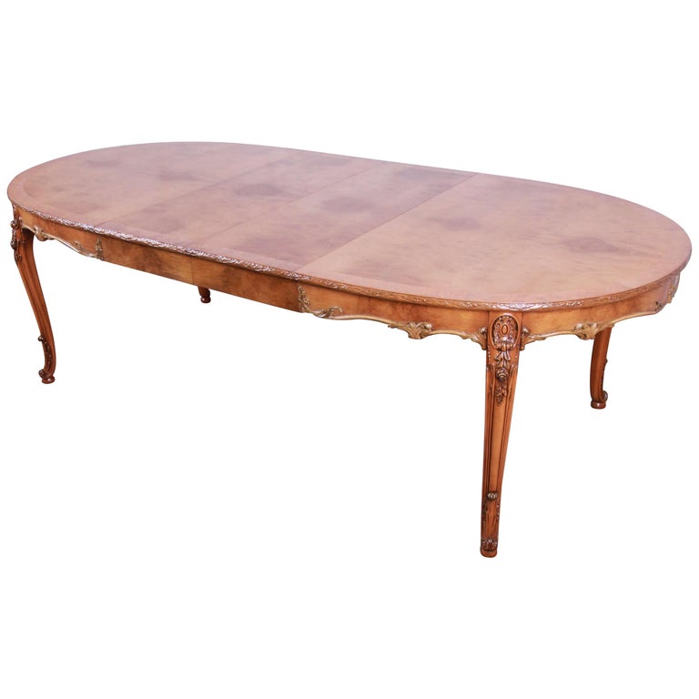 Romweber Ornate Burl Wood French Carved Extension Dining Table at 1stDibs