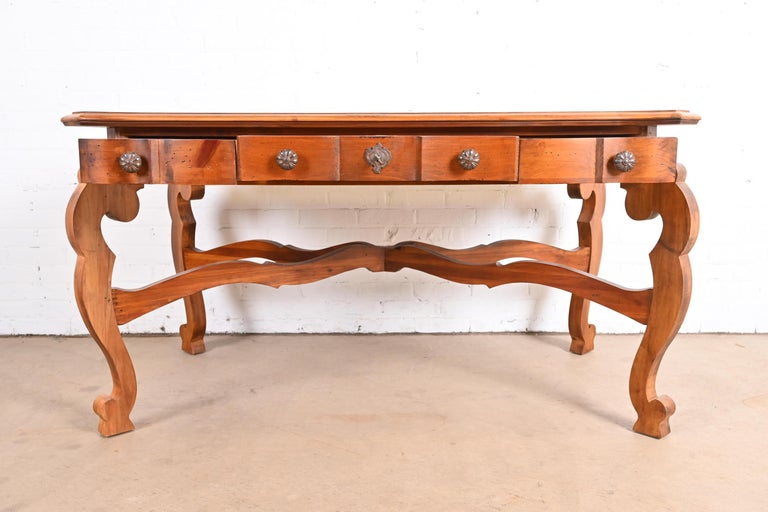 Romweber Spanish Baroque Carved Pine Writing Desk For Sale at 1stDibs