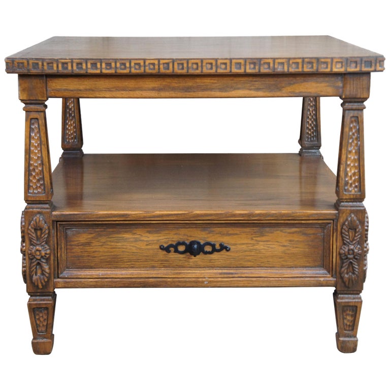 Romweber Viking Oak Square End Side Accent Nightstand Table 1960 ...