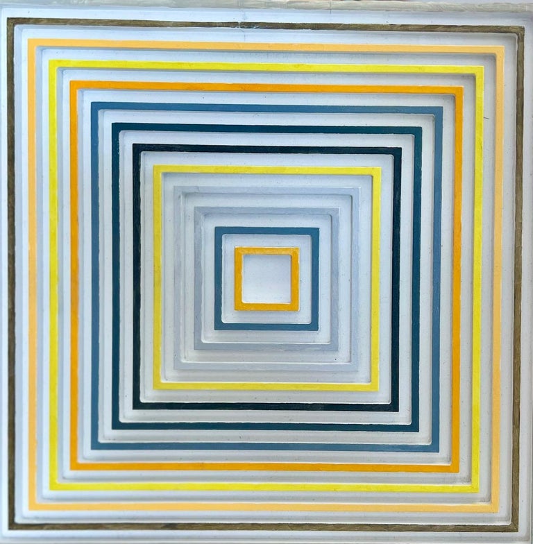Ron Agam - Geometric line Square Grey For Sale at 1stDibs