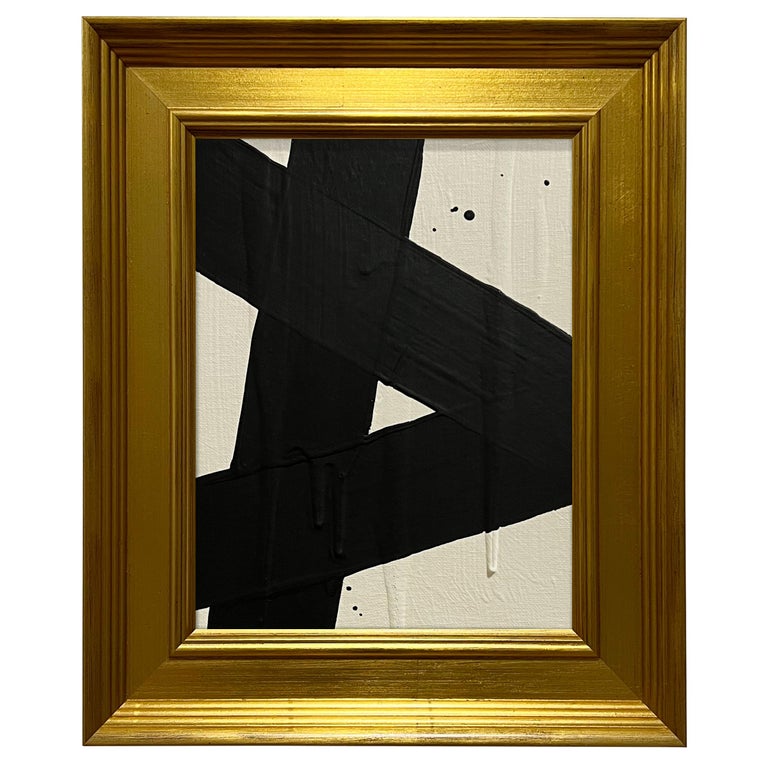 Ron Giusti - Ron Giusti Mini Abstract Cream Black Acrylic Painting at ...