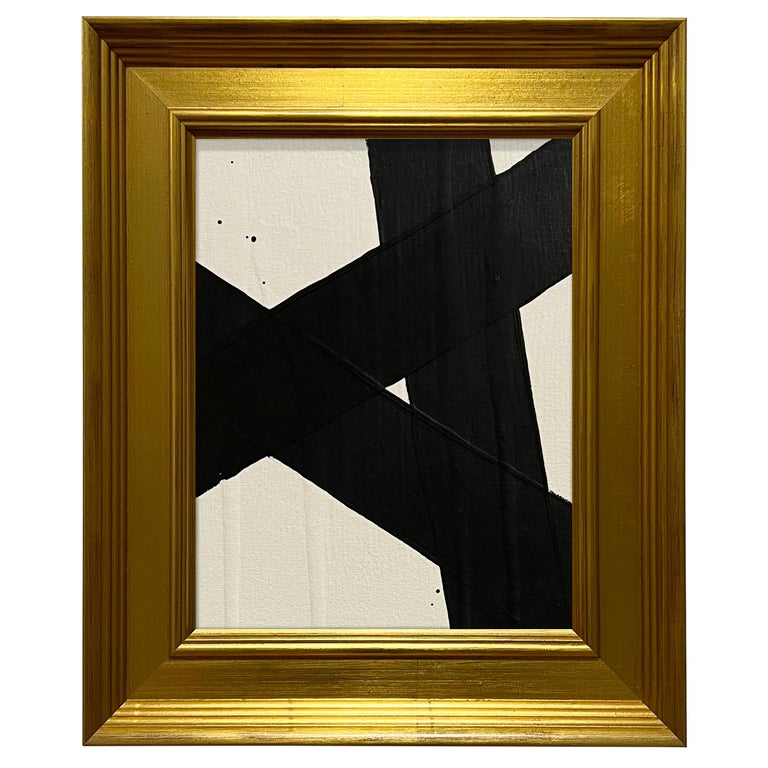 Ron Giusti - Ron Giusti Mini Abstract Cream Black Acrylic Painting at ...