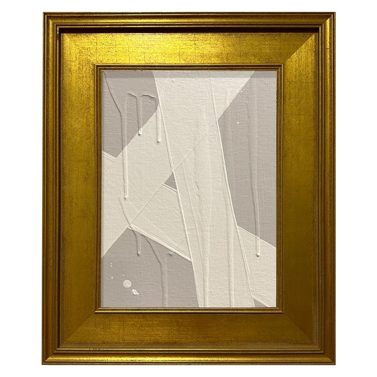 Ron Giusti - Ron Giusti Mini Abstract Taupe Cream Acrylic Painting For ...