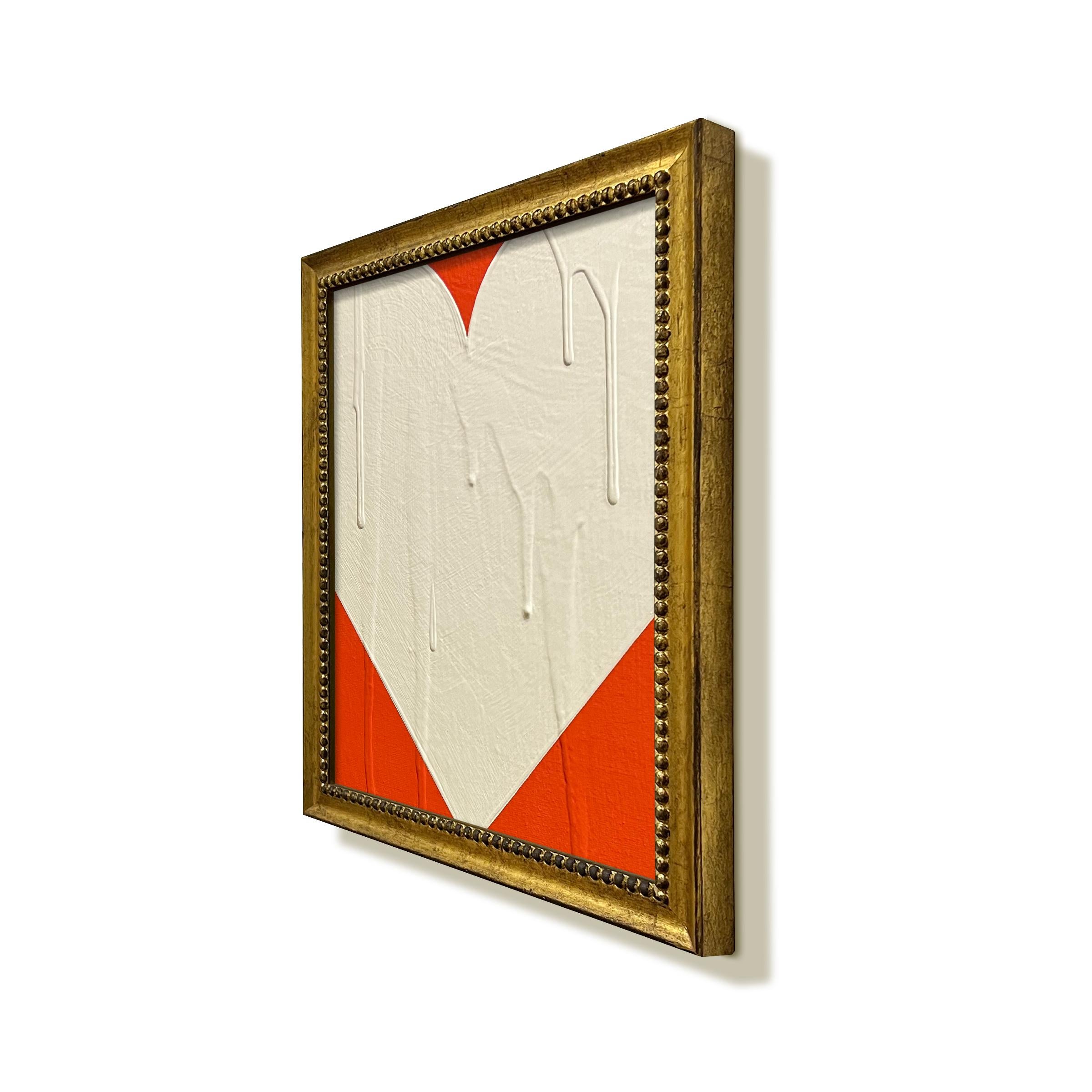 Ron Giusti - Ron Giusti Mini Heart Orange Cream Acrylic Painting at 1stDibs