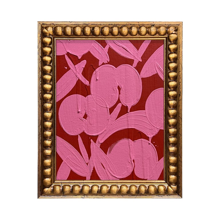 Ron Giusti – „Mini-Orchidee in Rot und Rosa, Acrylgemälde von Ron ...