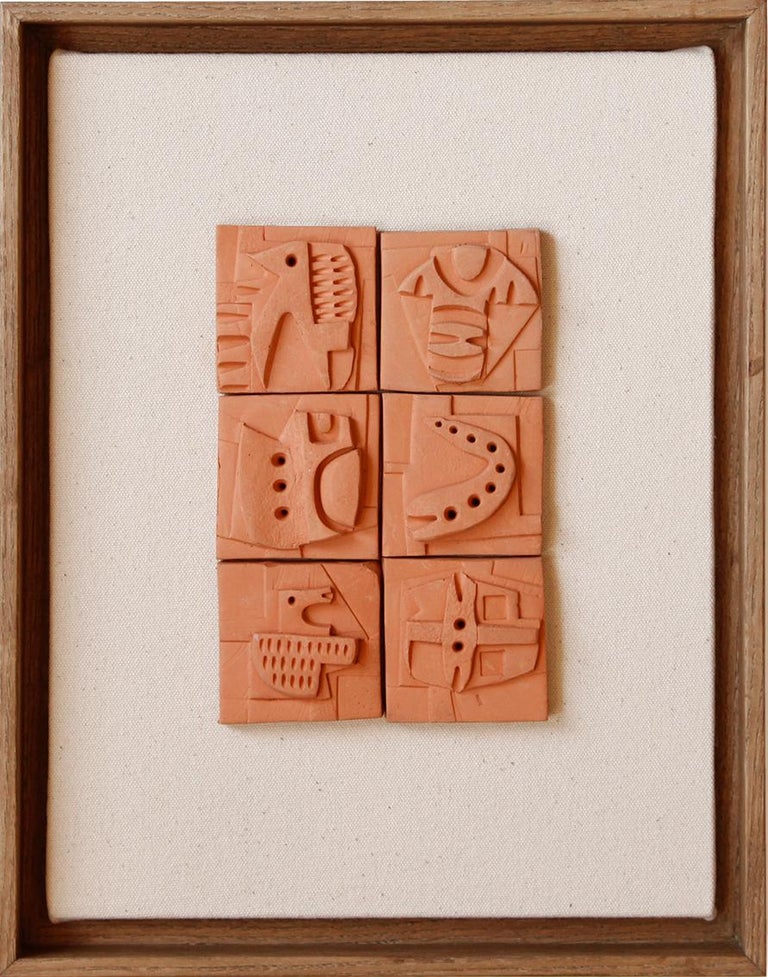Ron Hitchins - Brutalist Panel of 6 Raw Terracotta Tiles - Ron Hitchins ...