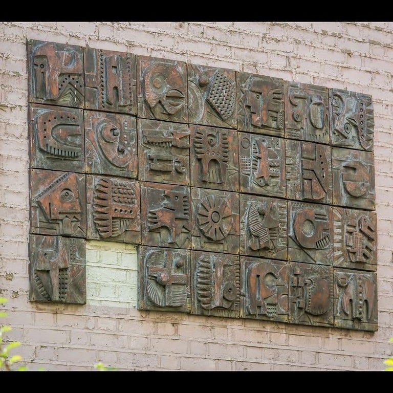Ron Hitchins - Large Panel of 9 Original Modernist Relief Sculptures by ...