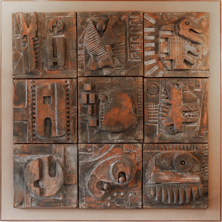 Ron Hitchins - Large Panel of 9 Original Modernist Relief Sculptures by ...