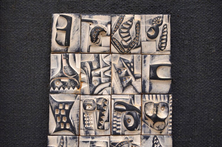 Ron Hitchins Original Art Work circa 1960s, Framed Ceramic Tile Relief ...