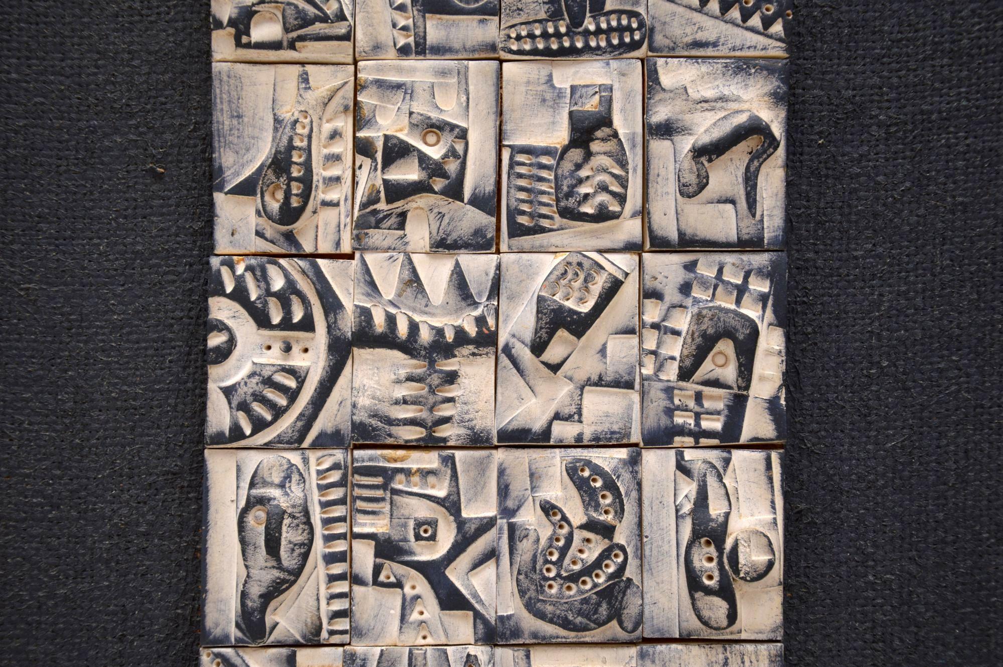 Ron Hitchins Original Art Work circa 1960s, Framed Ceramic Tile Relief ...