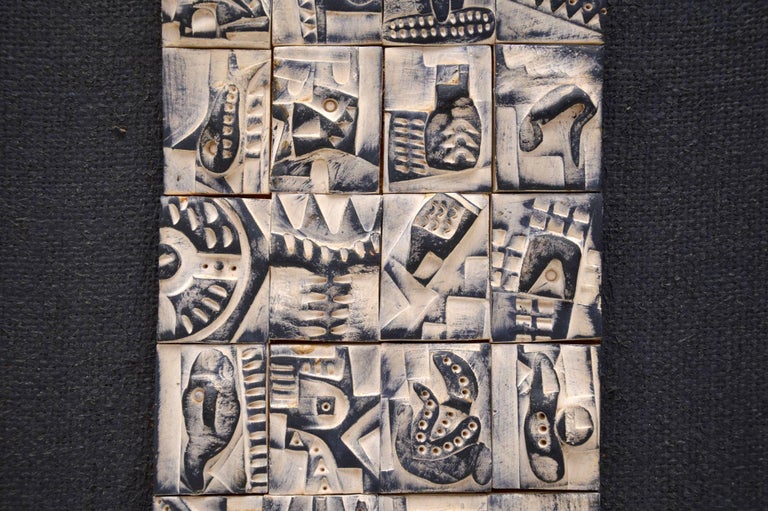 Ron Hitchins Original Art Work circa 1960s, Framed Ceramic Tile Relief ...