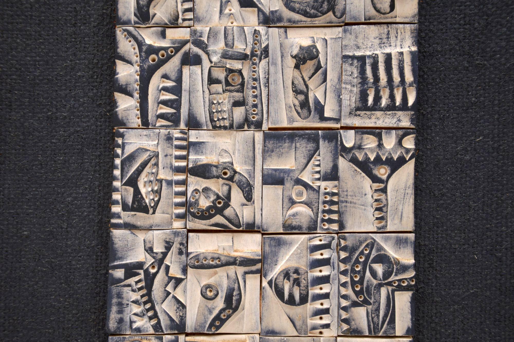 Ron Hitchins Original Art Work circa 1960s, Framed Ceramic Tile Relief ...