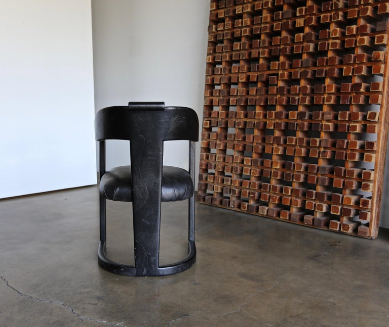 Ron Seff "Christie" Leather Clad Armchairs, circa 1980 at 1stDibs