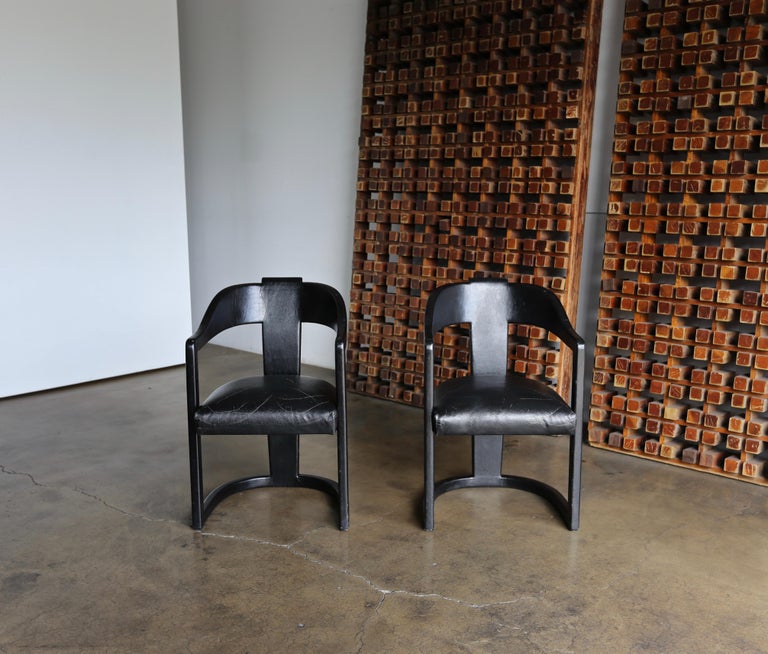 Ron Seff "Christie" Leather Clad Armchairs, circa 1980 at 1stDibs