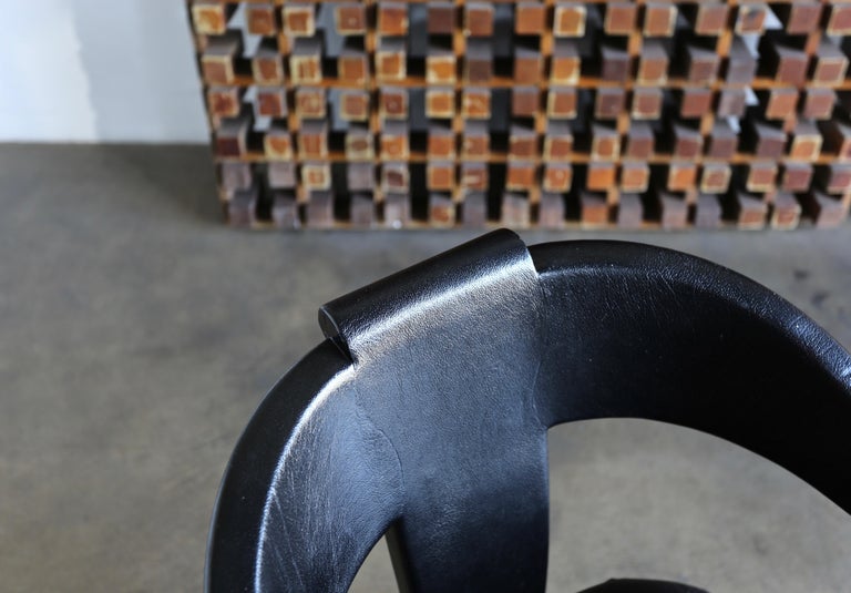 Ron Seff "Christie" Leather Clad Armchairs, circa 1980 at 1stDibs