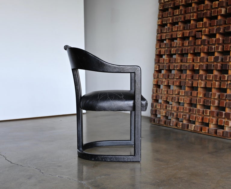 Ron Seff "Christie" Leather Clad Armchairs, circa 1980 at 1stDibs