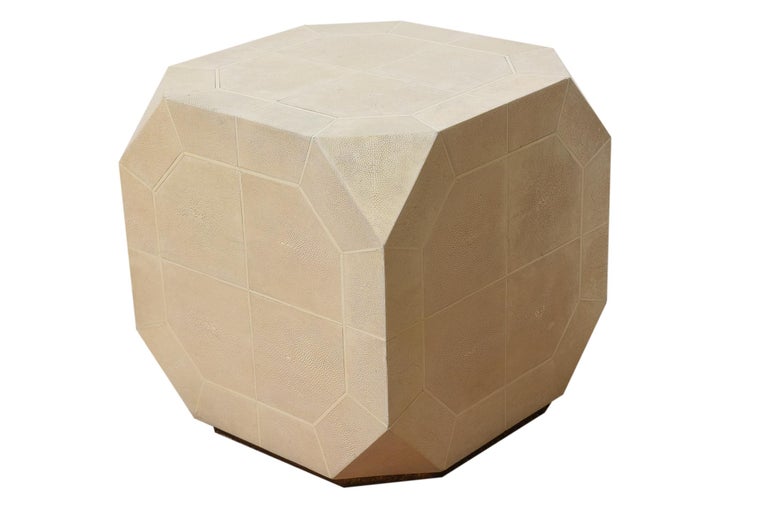 Ron Seff Cream and Off White Shagreen and Bone Inlaid Rare Side Tables ...