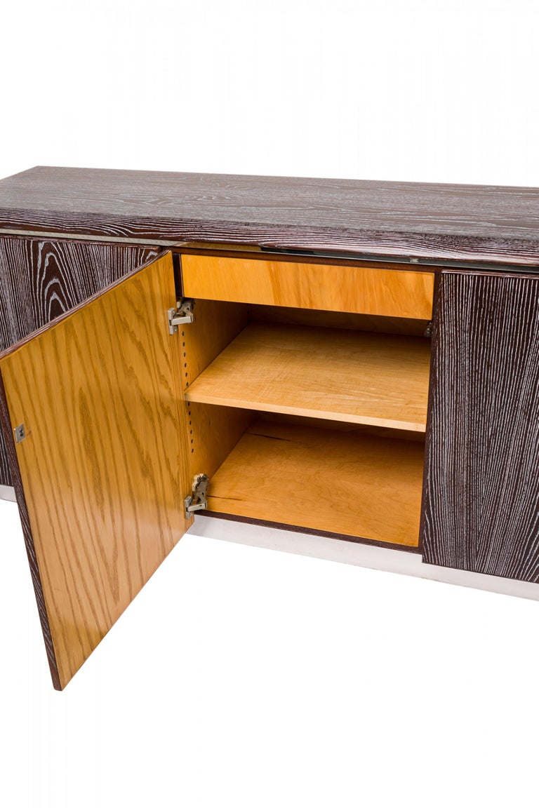 Ron Seff High Contrast Cerused Wood and Chrome Sideboard For Sale at ...