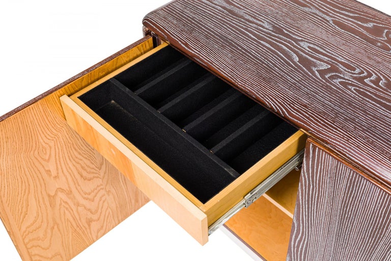 Ron Seff High Contrast Cerused Wood and Chrome Sideboard For Sale at ...