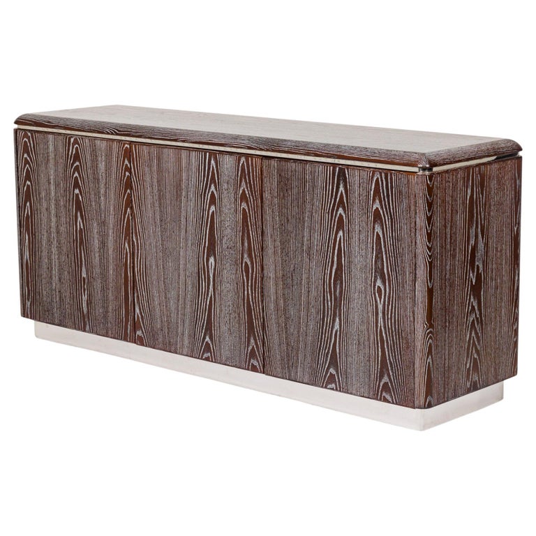 Ron Seff High Contrast Cerused Wood and Chrome Sideboard For Sale at ...