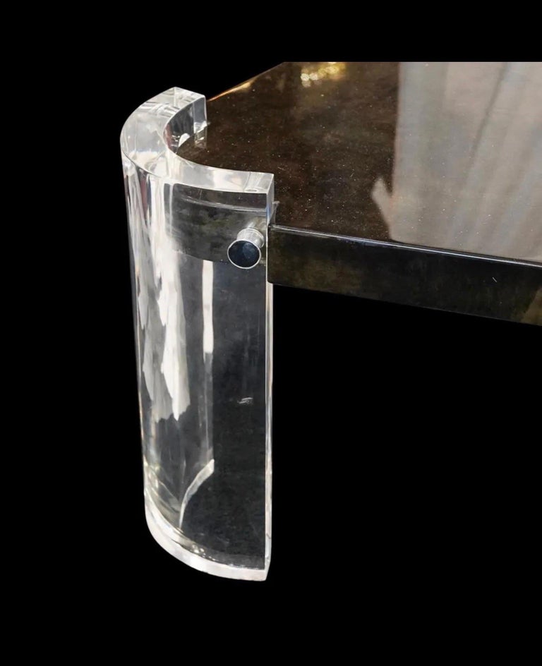 Ron Seff Lucite and Goatskin “Delta” Cocktail Table For Sale at 1stDibs